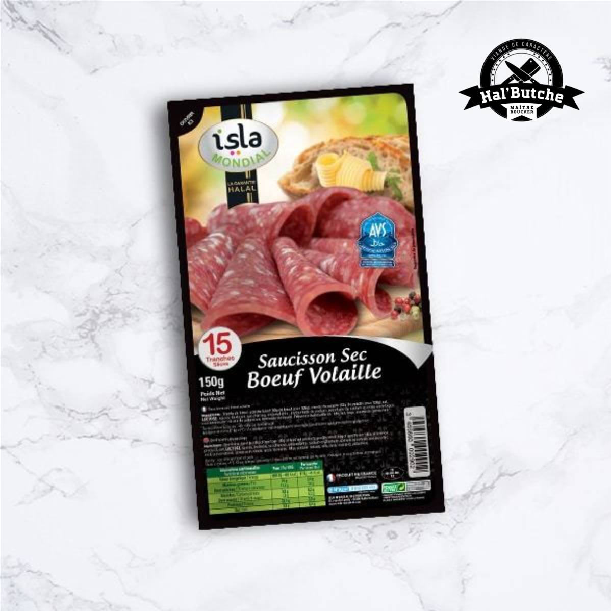 Saucisson Sec tranché | Boucherie Halal Hal'Butche